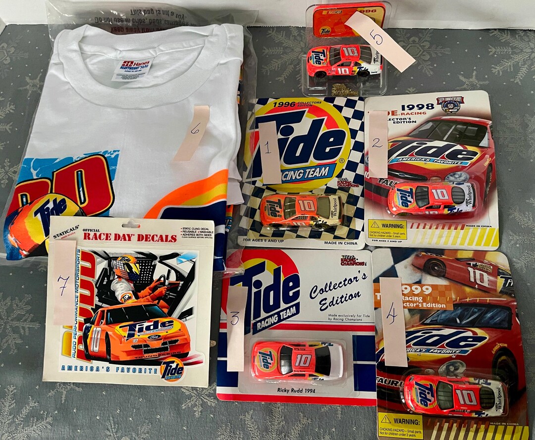 1990's Assorted Ricky Rudd Tide Collectibles: 4 Die Cast Cars,, 1 T ...