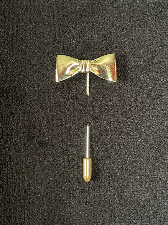 1980's Bow Stick Pin Shiny Gold Tone Molded Bow - Etsy