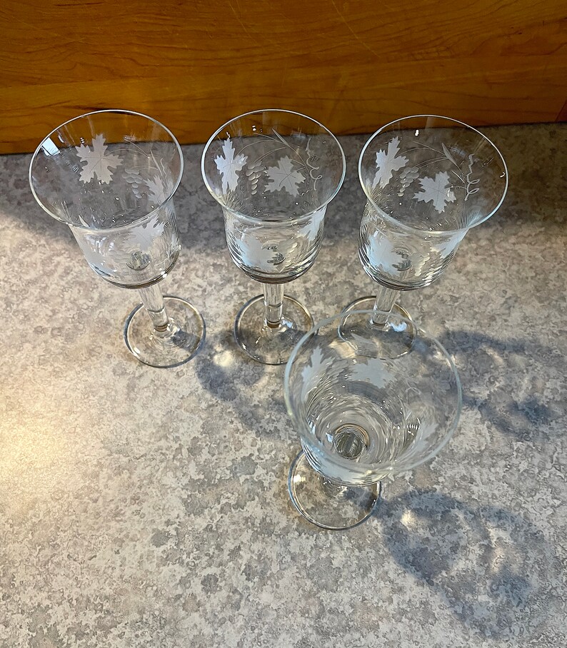 1950's-60's Crystal Tulip Shaped Cup Sherry or Cordials (4) Leaves ...