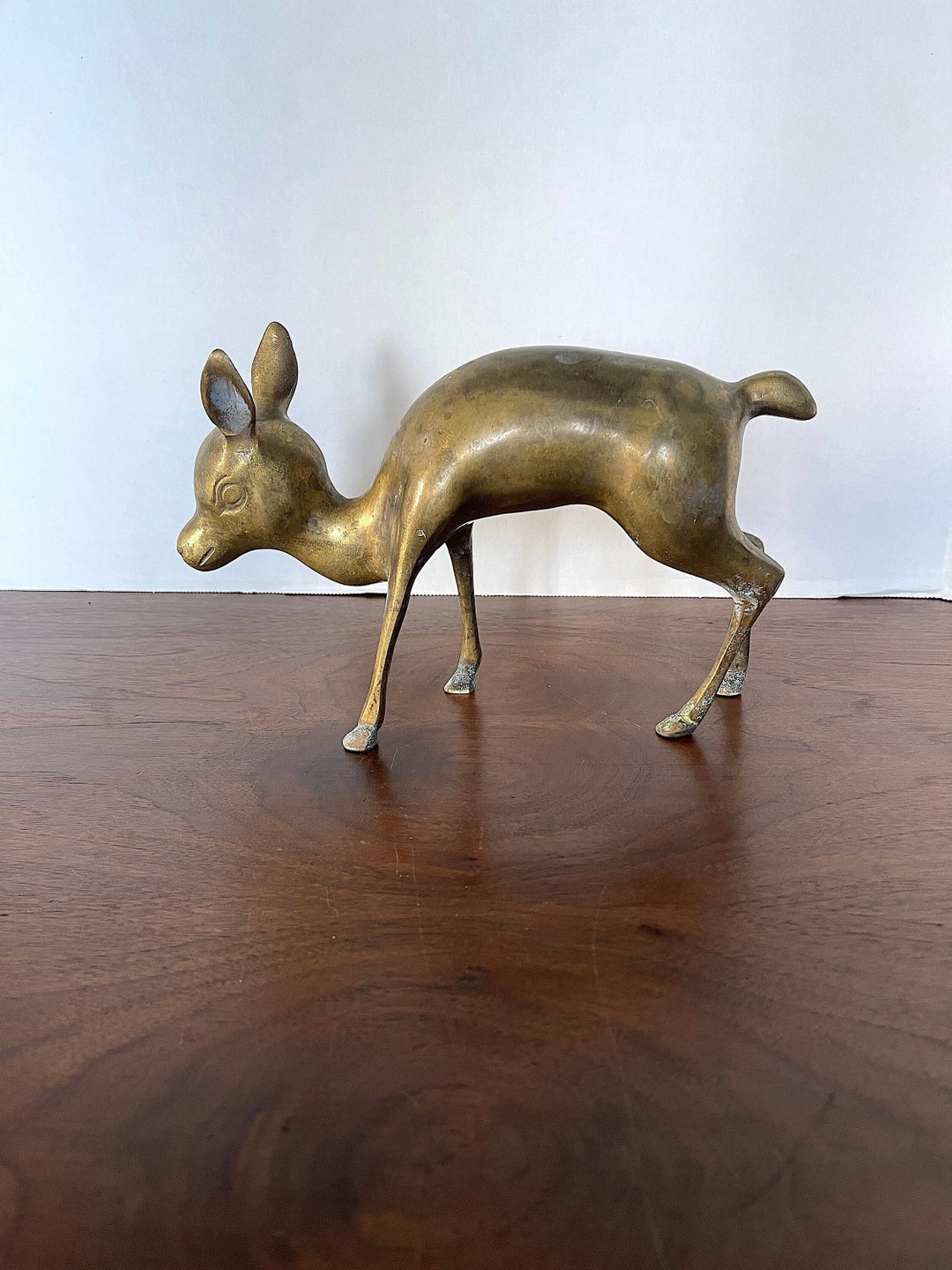 1950's-1970's Solid Brass Fawn, Heavy and Sturdy, Etched Eyes, Patina ...