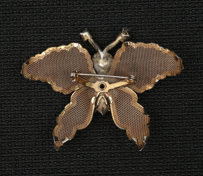 60's Large Amber Butterfly/moth Mesh Wingsgold Tone - Etsy