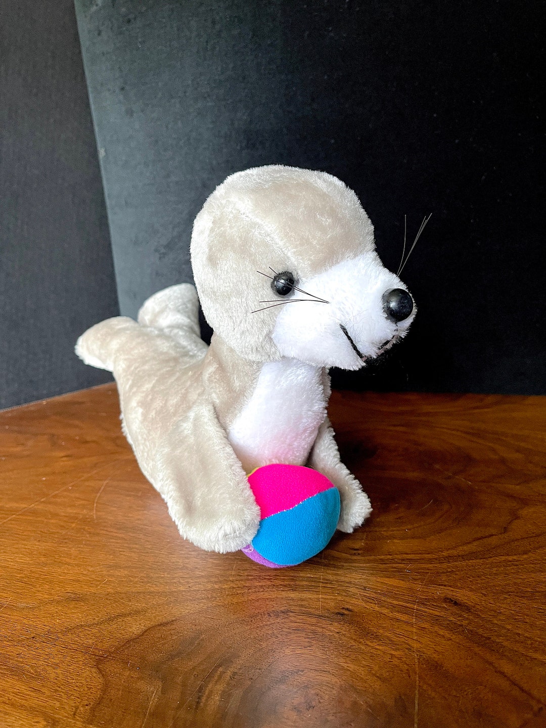 1980's Classic Toy Co., Plush Seal With a Beach Ball, Whiskers, Eyes ...