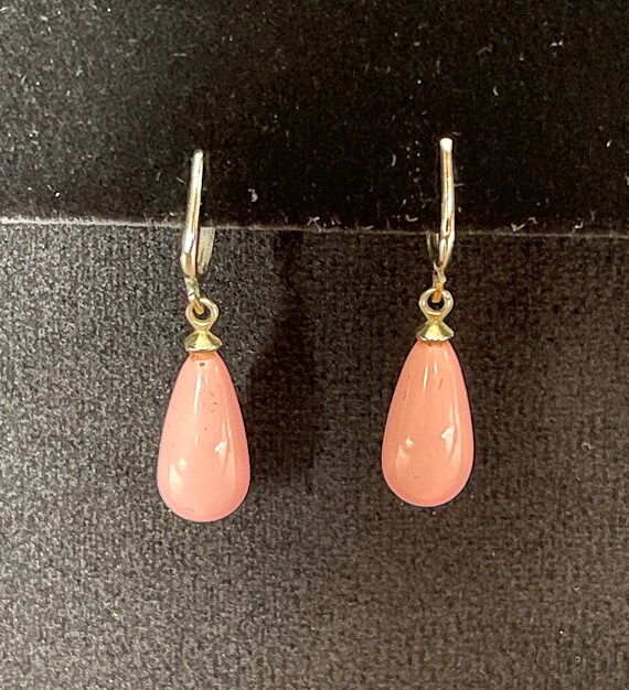 1960's "Pierced Look" Screw Back Pink Tear Drop Earri… - Gem