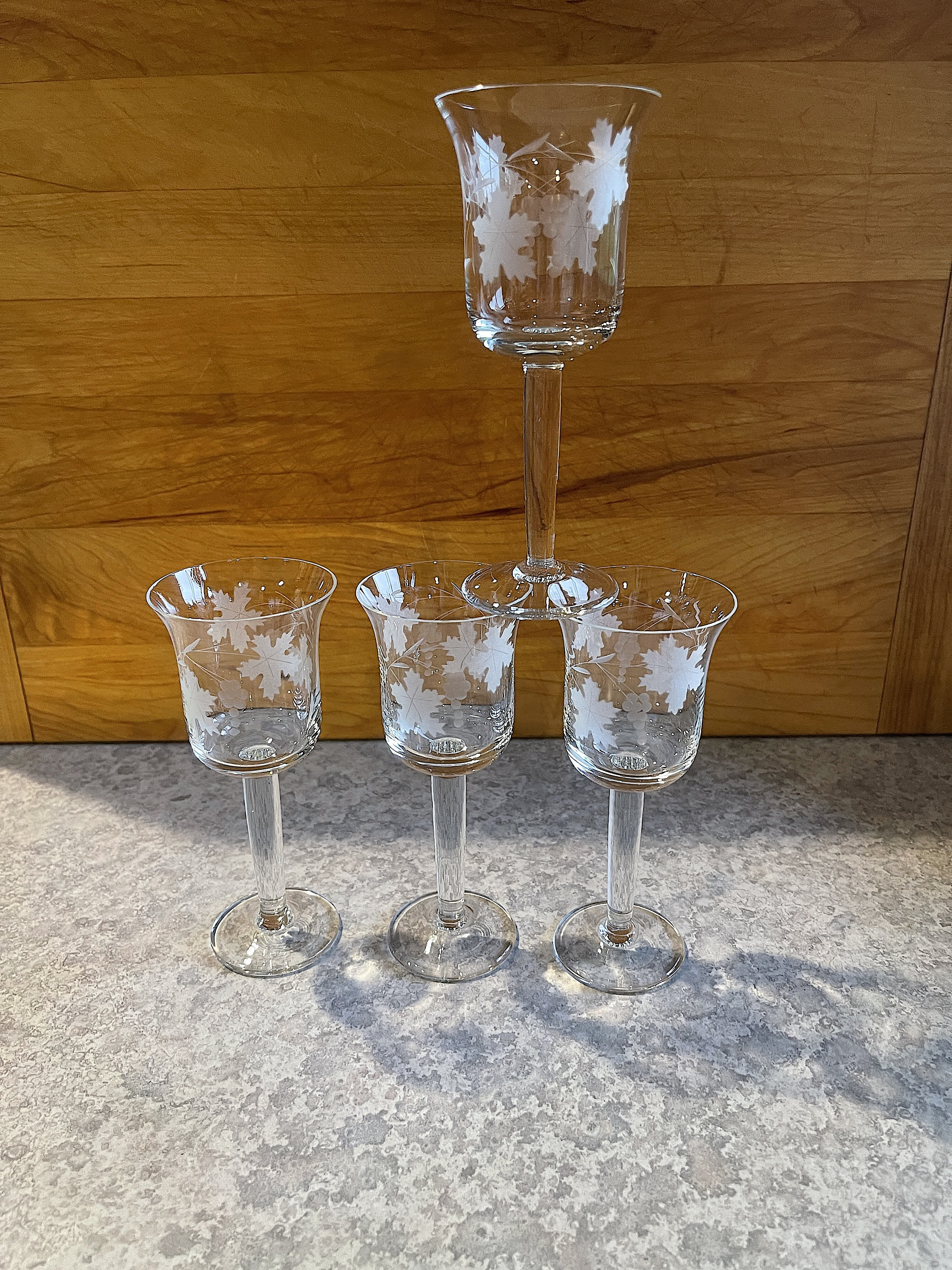 1950's-60's Crystal Tulip Shaped Cup Sherry or Cordials (4) Leaves ...