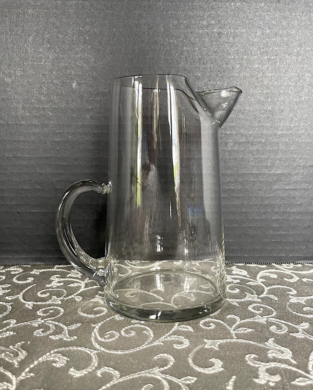MCM Small Sleek Minimal Martini Pitcher, Hand Blown W Formed Ice Lip ...