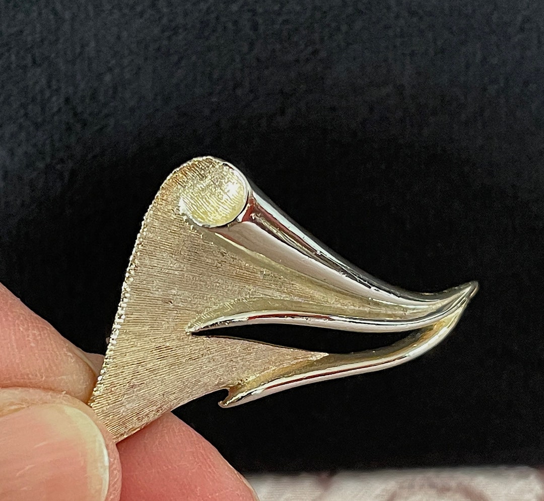 1950's Mid Century Modern Brooch Curvy Abstract W Shiny - Etsy
