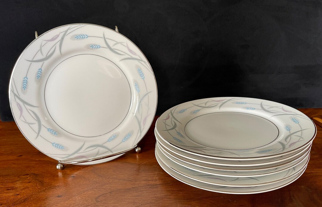1960's (6) Valmont B N B Plate Royal Wheat, Blue Wheat, Gray Leaves ...