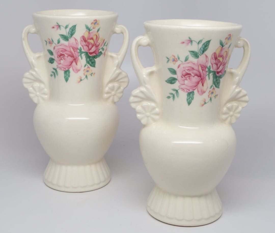 1940's Royal Copley Pair of Vases Spaulding China Co, Ohio Ceramic ...