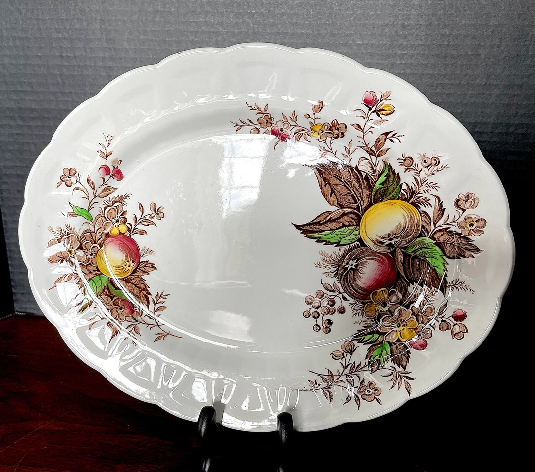1960's-disc. Ridgway "devon Fruit" Ironstone Brown Yellow, Green, Rose ...