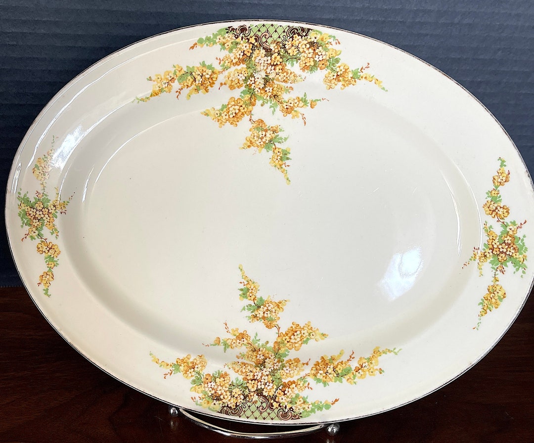 1937-disc. Edwin Knowles Hostess Shape Forsythia Clusters in Pea Green ...