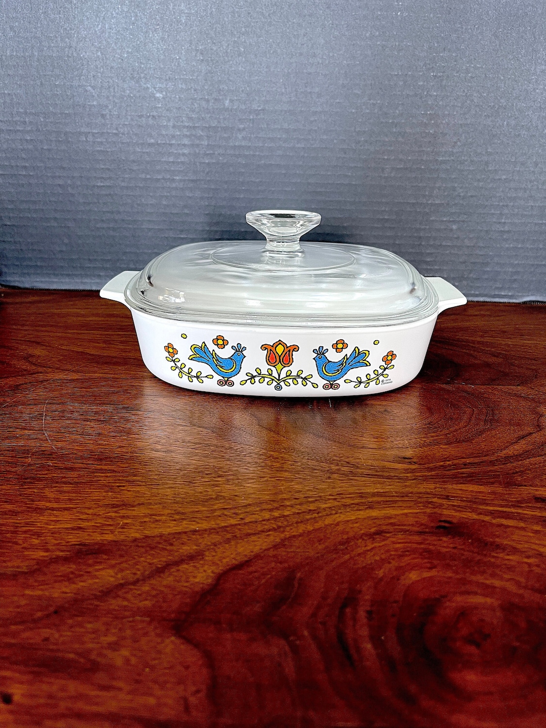 1975 Corning, Country Festival 2 Quart Square Casserole W Glass Lid ...