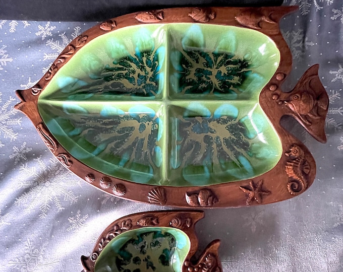 1970's Treasure Craft Large Sectioned Fish Shaped Relish Platter W ...