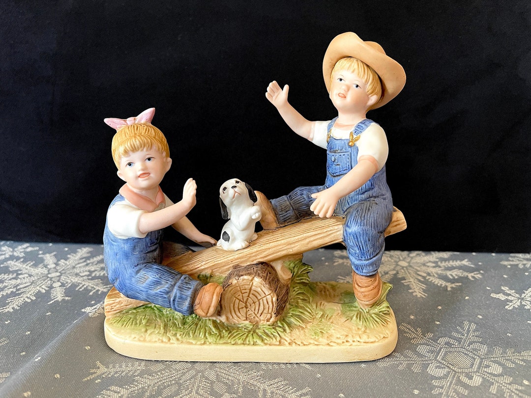 1985 HOMCO Denim Days "playtime" #8827, Danny and Debbie, Hand Painted ...