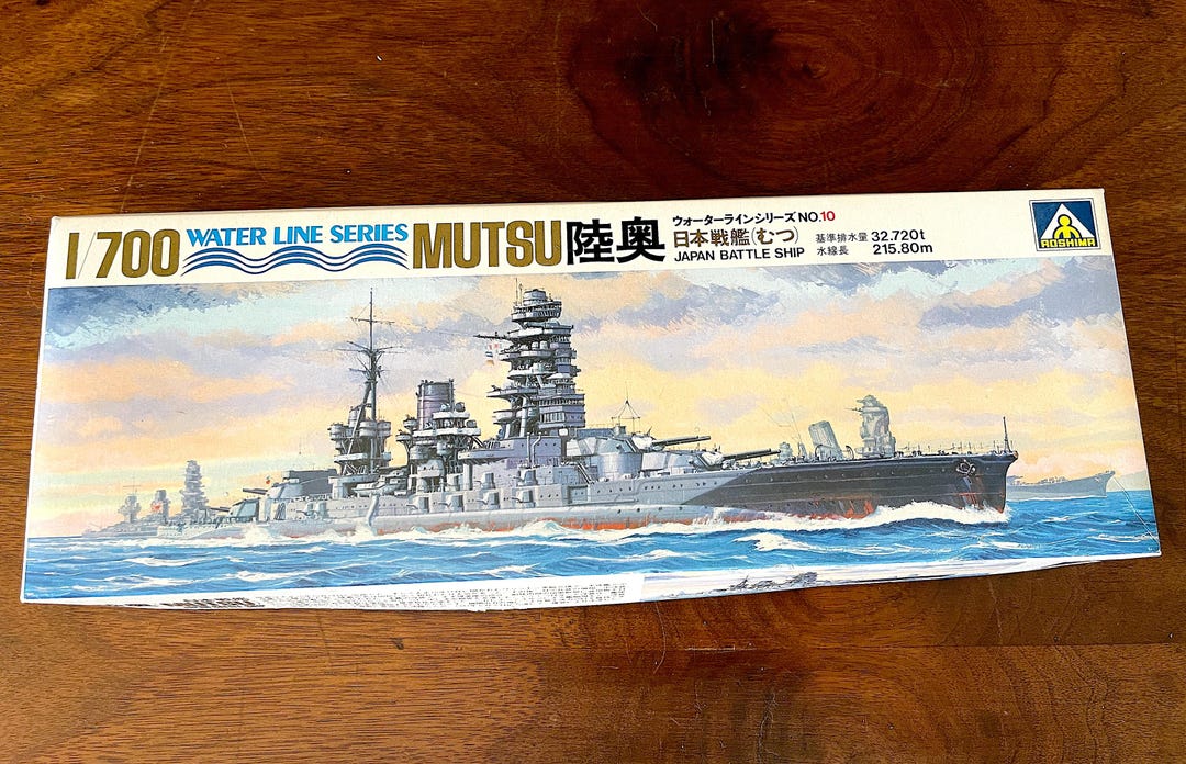 1980's-90's Aoshima Ship Model "mutsu" Japan Battle Ship No.10, 1/700 ...