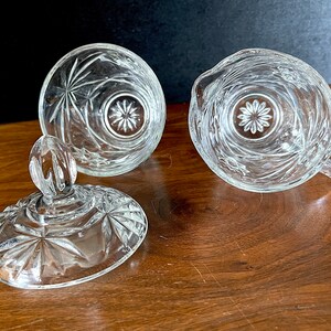 Anchor Hocking Star of David Pressed Glass Sugar Bowl W Lid and Creamer ...
