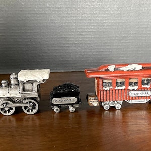 1980's Ceramic 3 Piece Icy Train Set, READING RR, Silver Locomotive ...