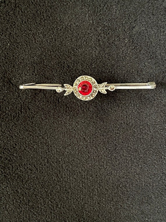 1930's Art Deco Bar Pin Silver Plated Marcasites Glass - Etsy