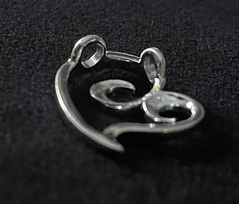 1980's-90's Sterling Stylized Open Heart Pendant Dbl Self Bales in Back ...