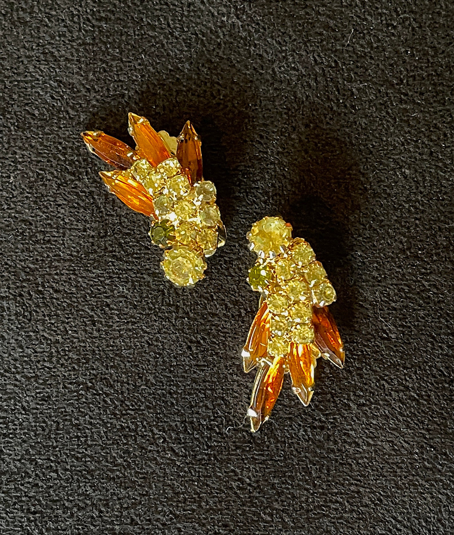 1950's Julianna Demi Parure, Amber, Olive Green, Citrine Rhinestones ...