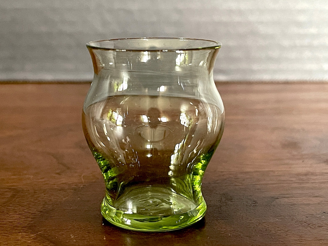 1970's Miniature Hand Blown Vase, Celery Green W Curves and Flared Top ...