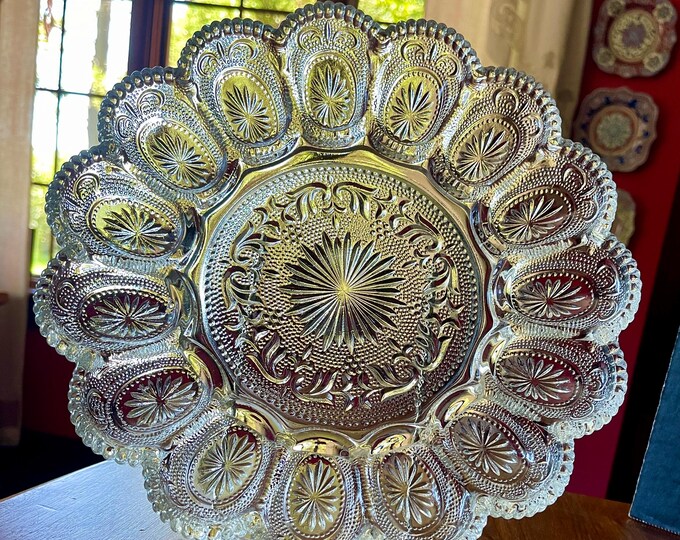 1950s Disc Brockway Glass Co American Concord 11 14 Heavy Ornate Sparkling Service