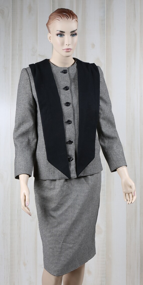 1970's REDUCED Bert Newman Suit, Black & White Hounds… - Gem