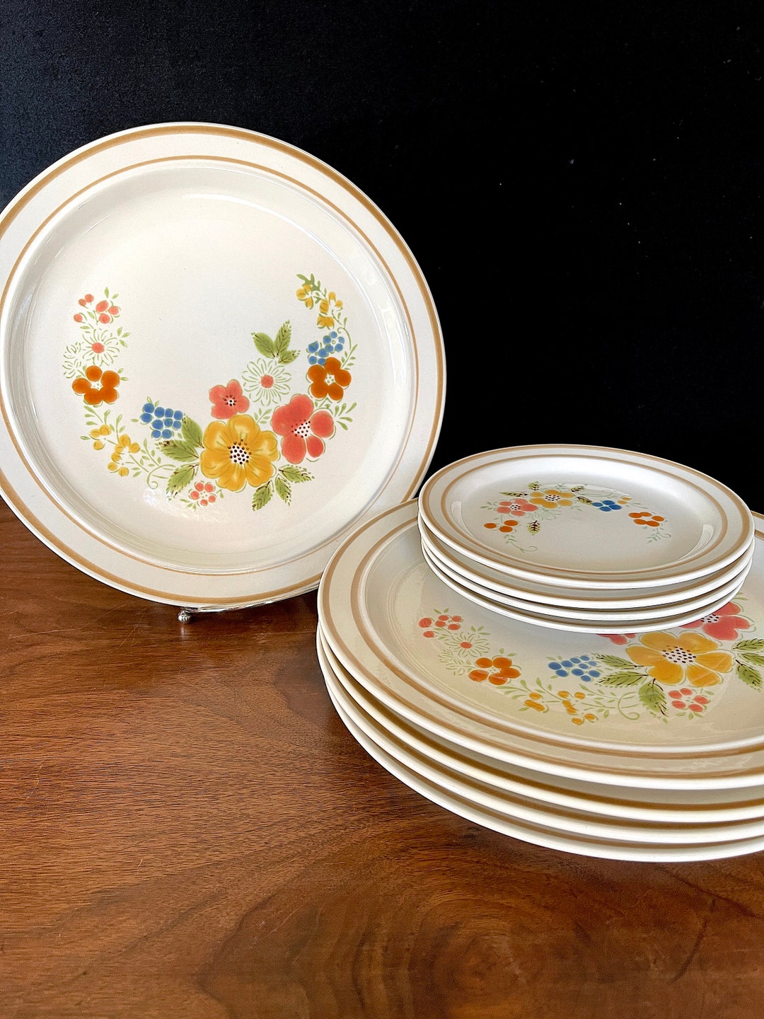 1970's-disc. Sweet Flowers Ironstone by Japan, Dinner Plates 5 ...