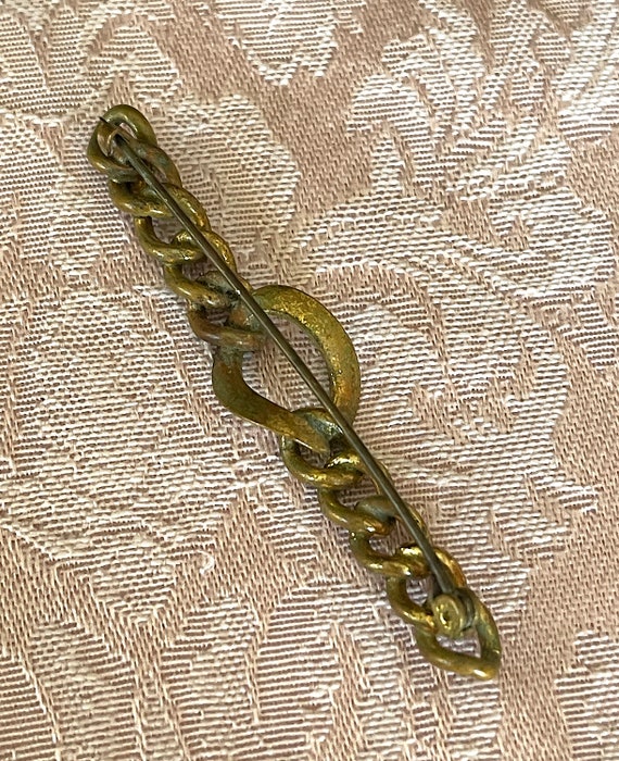1960's Brutalist Welded Brass chain bar Pin, Excellen… - Gem