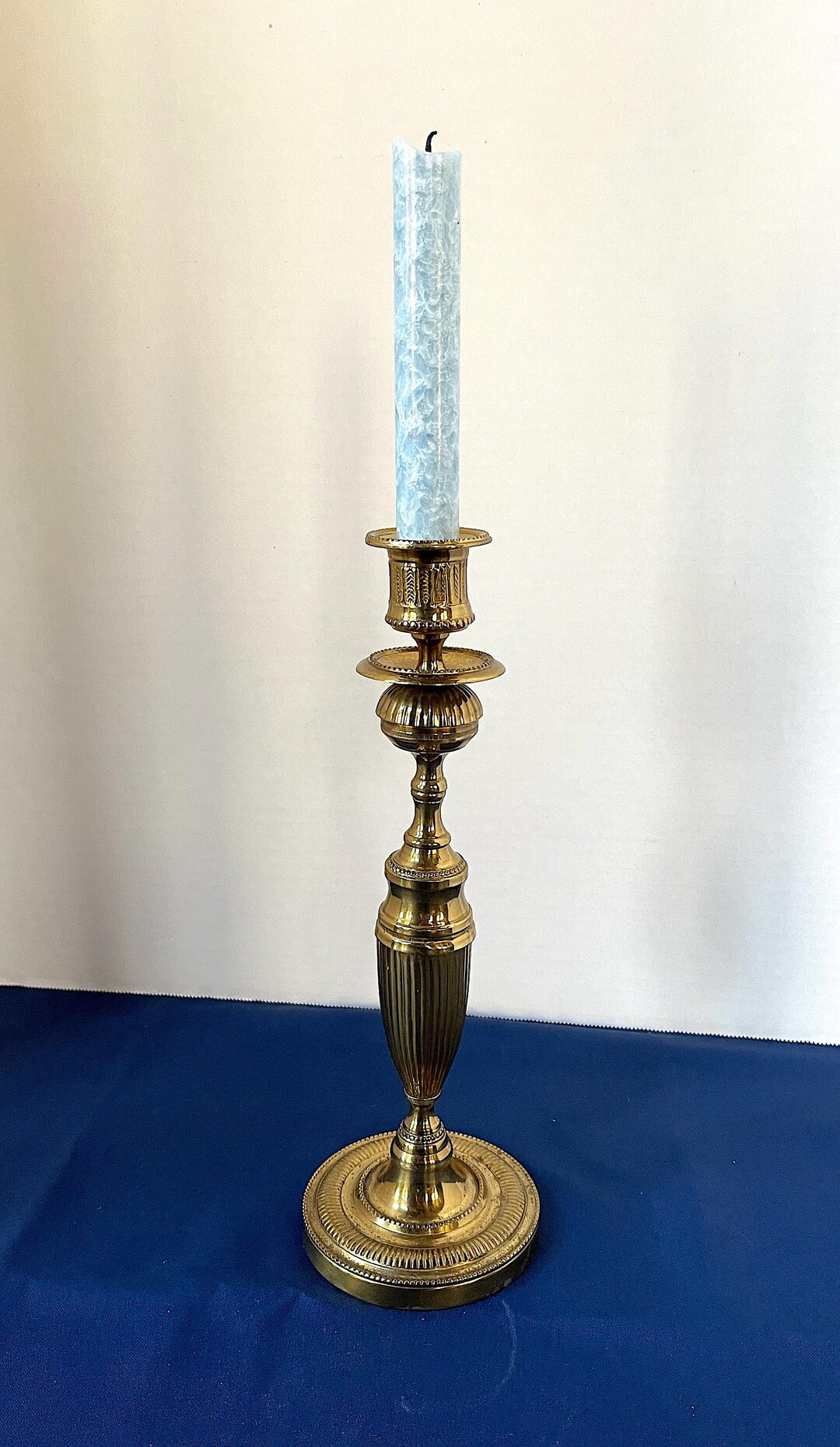 Mid Century Victorian Style Heavy Brass Taper Holder, Ornate W Vertical ...