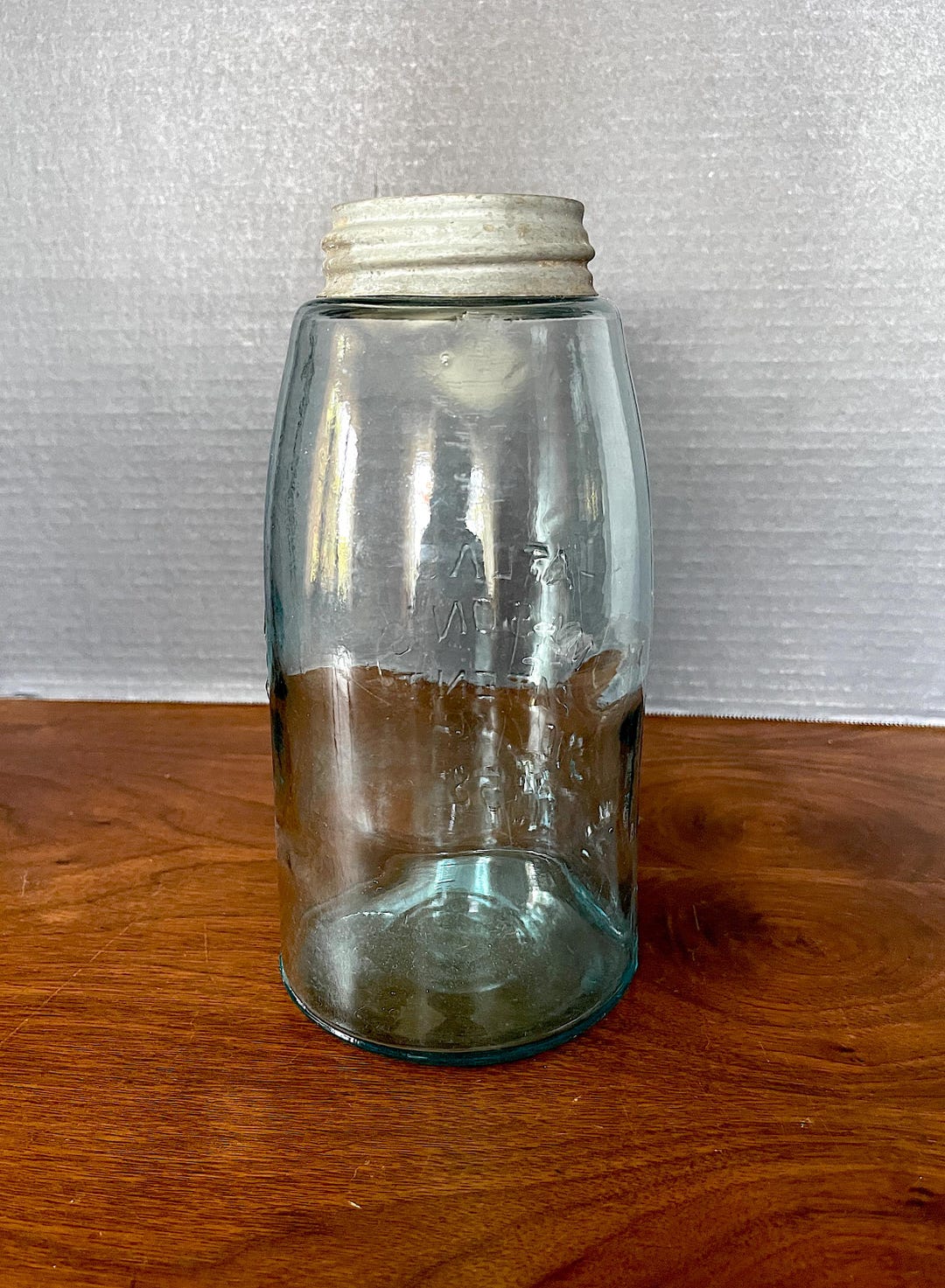 Antique ATLAS Mason Patent Nov 30 1858, Aqua Half Gallon Canning Jar W ...