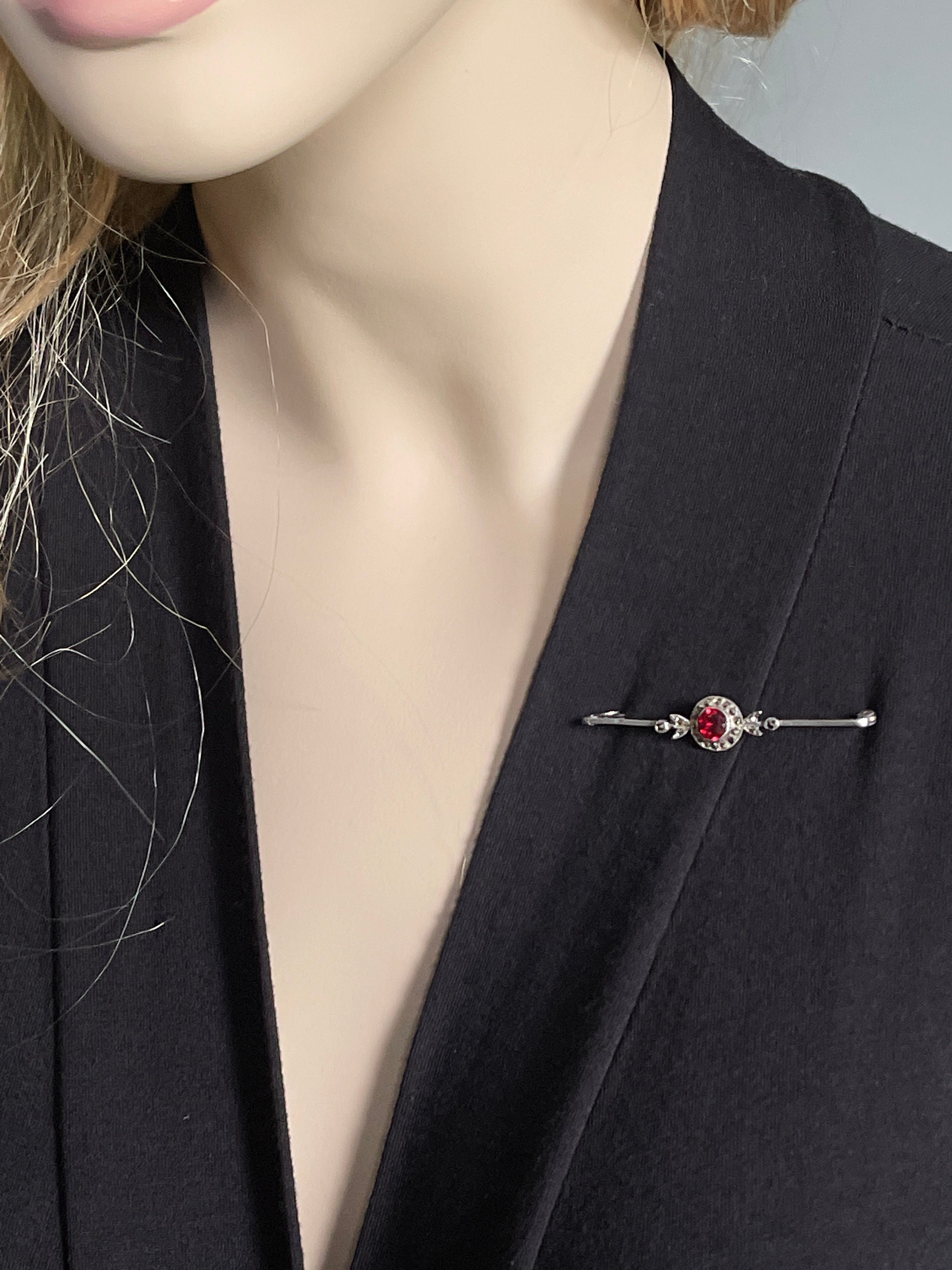 1930's Art Deco Bar Pin Silver Plated Marcasites Glass - Etsy