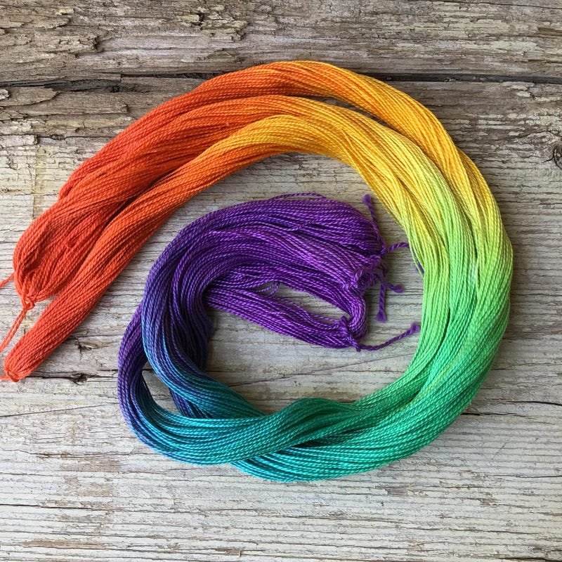 Rainbow Hand Dyed Thread - Etsy UK