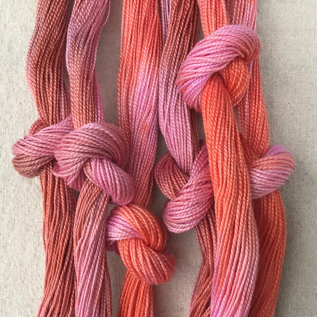 Size 8 Variegated Pink and Dusky Pink, Perle Cotton, Hand Dyed Thread ...