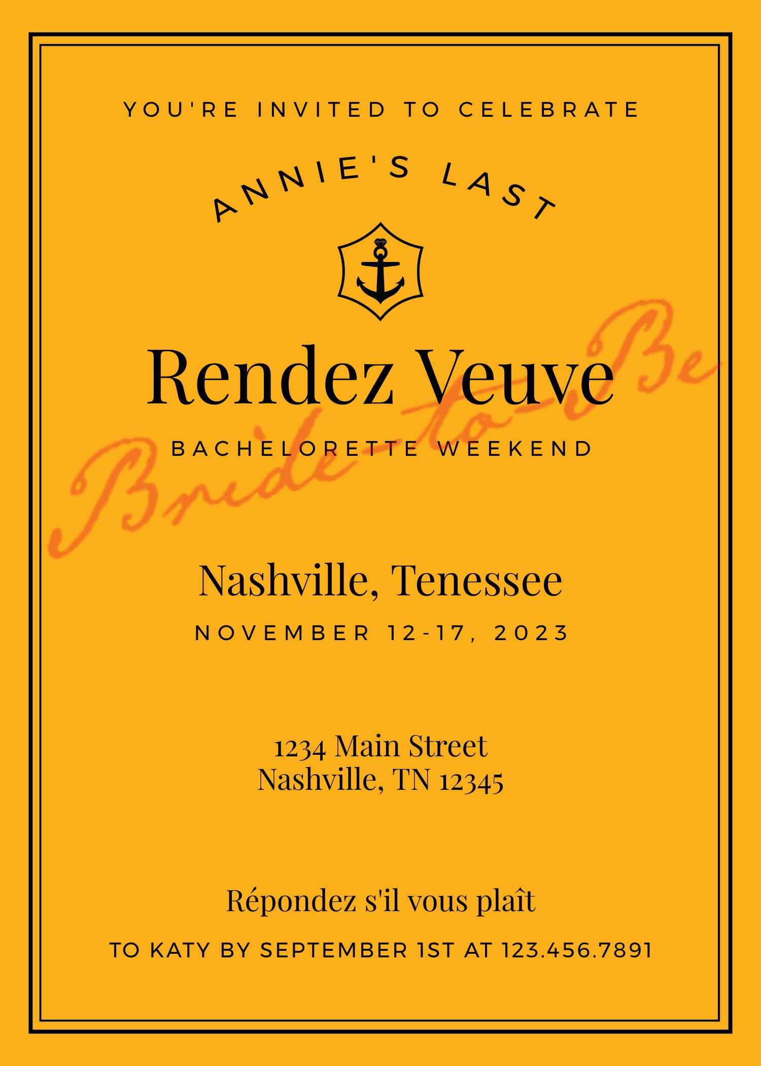 EDITABLE Rendezvueve Party Invitation, Print at Home Vueve Before Vows ...