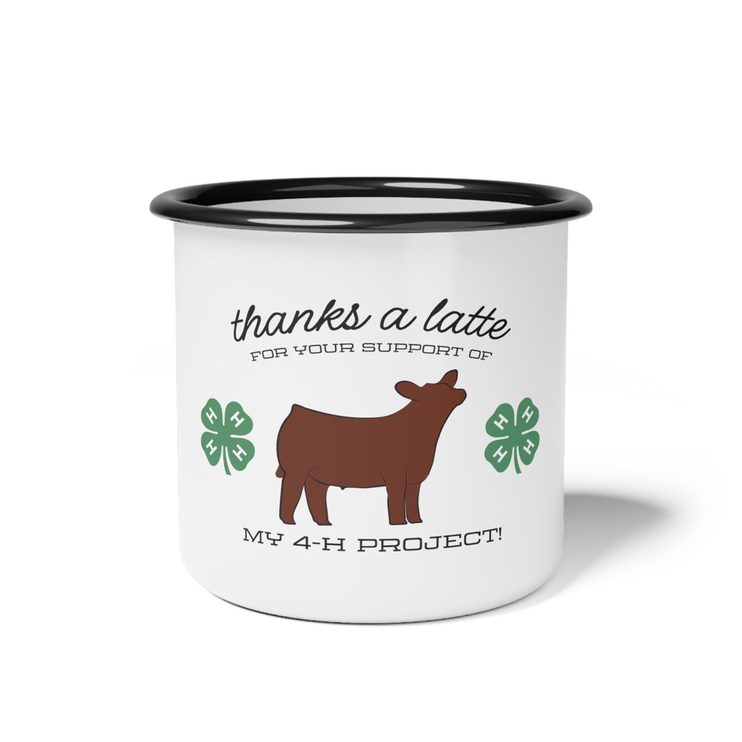 Thanks A Latte Red Angus Show Steer Enamel Mug: 4-H Club Buyer Gift - Etsy