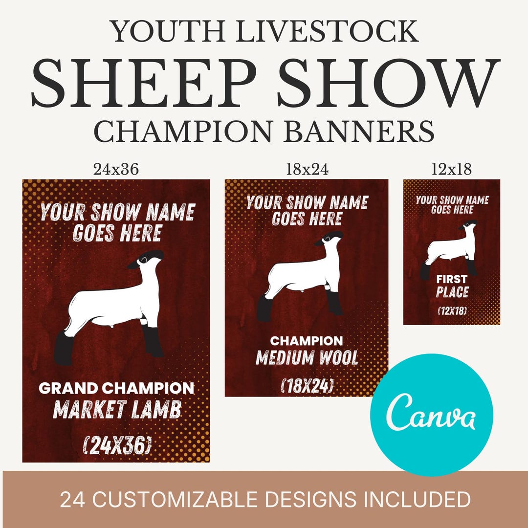 Editable Sheep Show Banner Bundle | Canva Template | Grand Champion ...