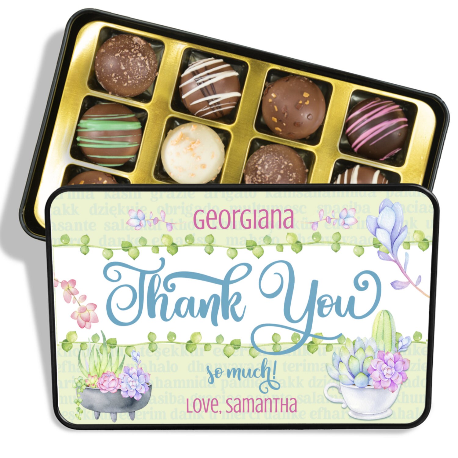 Personalized Thank You Chocolate Box - Handmade Chocolate Truffles ...