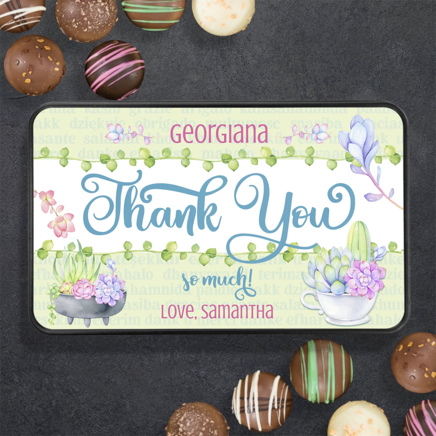 Personalized Thank You Chocolate Box Handmade Chocolate Truffles ...