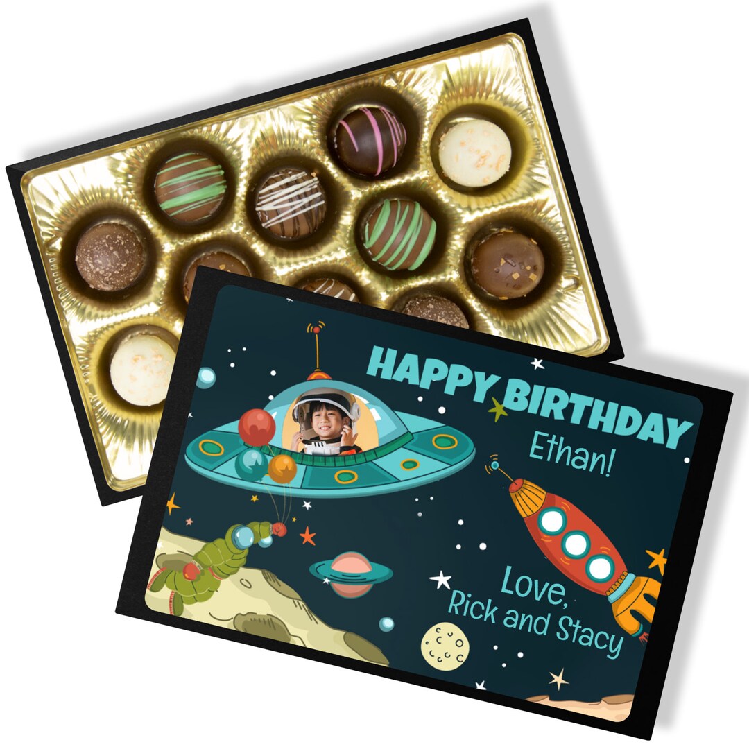 Personalized Birthday Chocolate Box - Outer Space Gift - Handmade ...