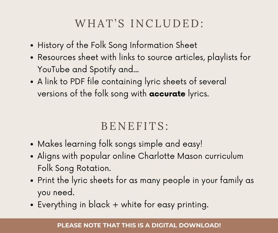 The Ash Grove Folk Song History Resources and Lyrics Sheets - Etsy