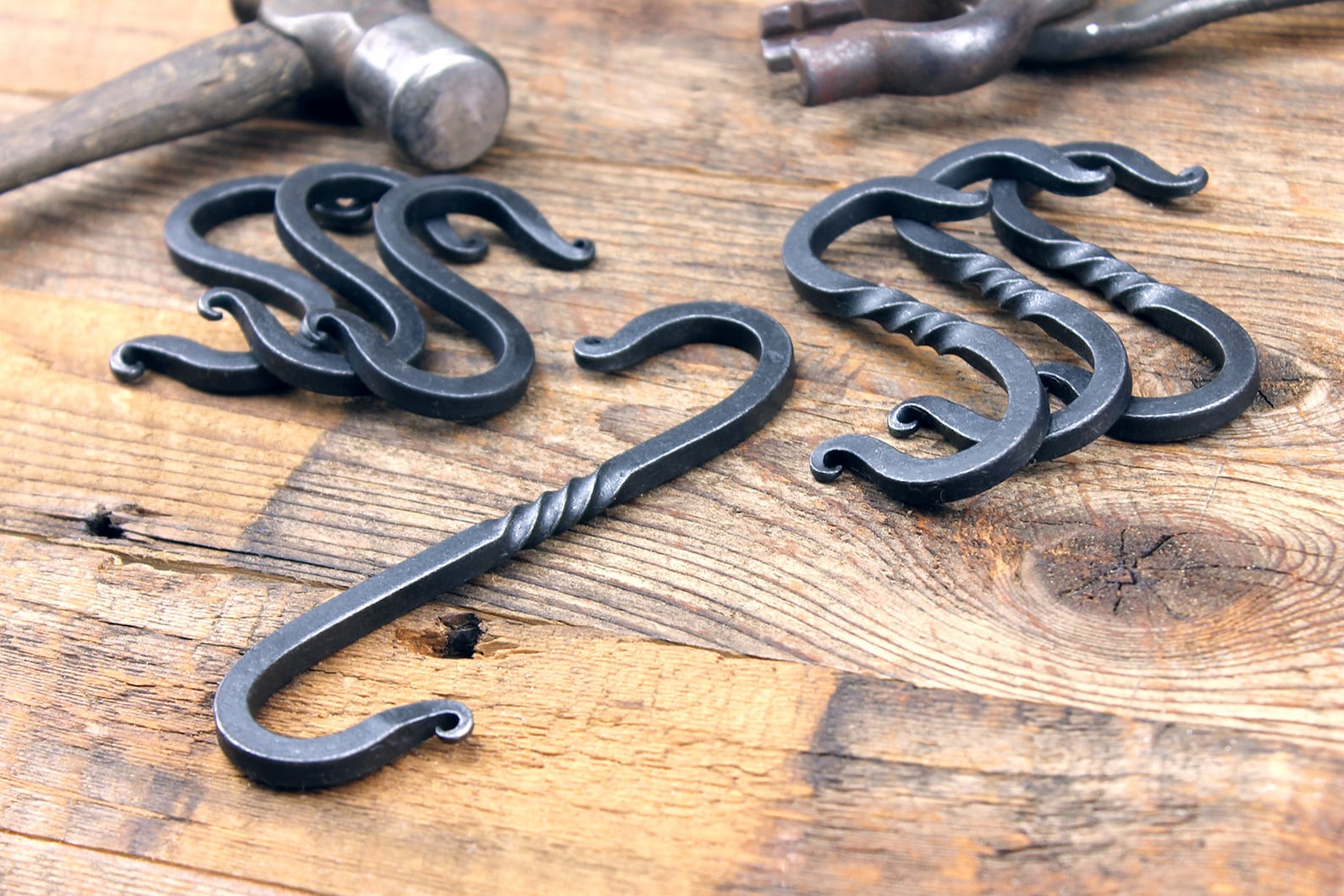Hand Forged Iron S Hook | Twisted Square Style, Blacksmith Made - Etsy