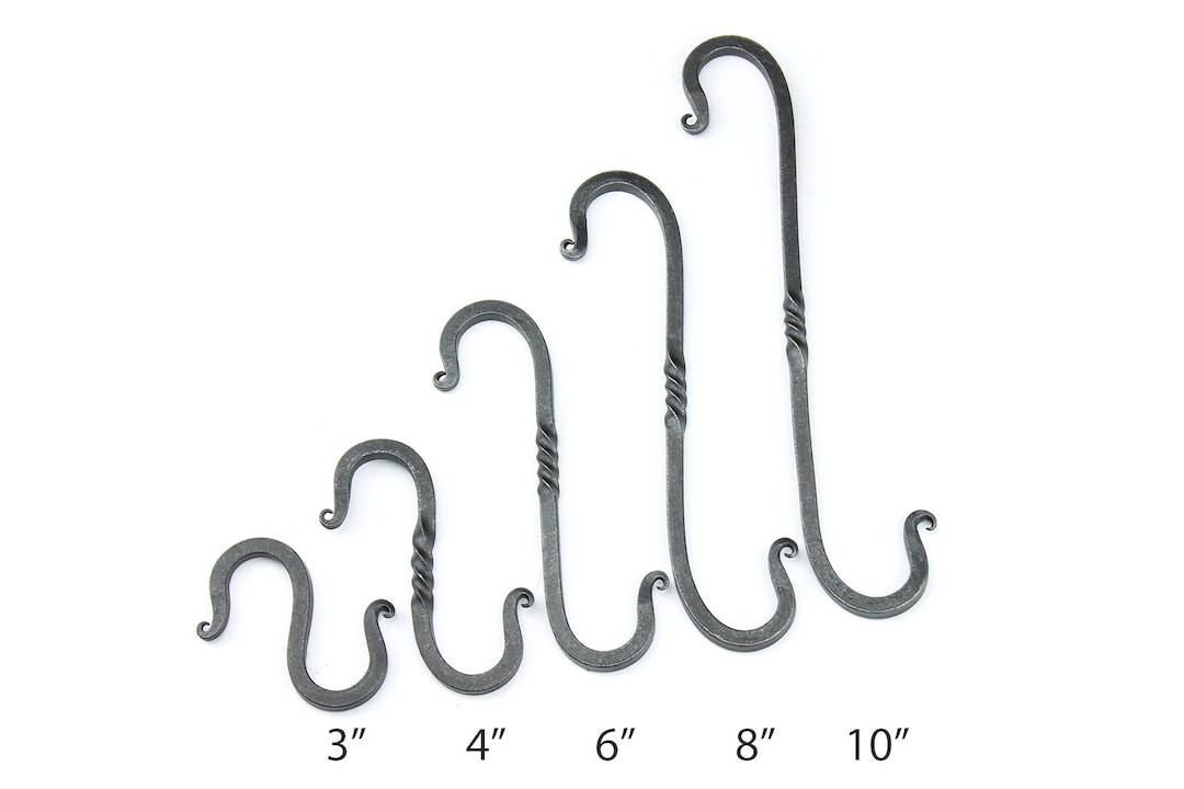 S Hook, Square | Twisted Hand Forged Metal S Hook, Blacksmith Made ...
