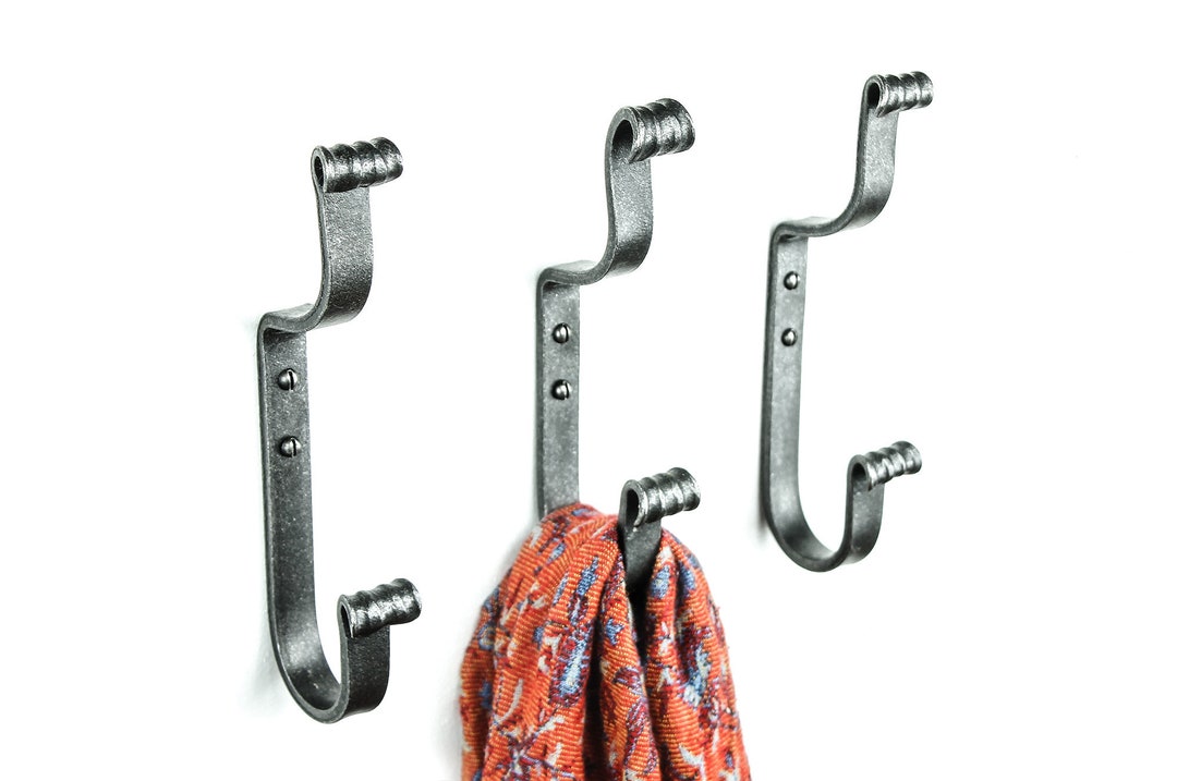 Double Wall Hook Fishtail Style Rustic Modern Wrought Iron Wall Decor ...