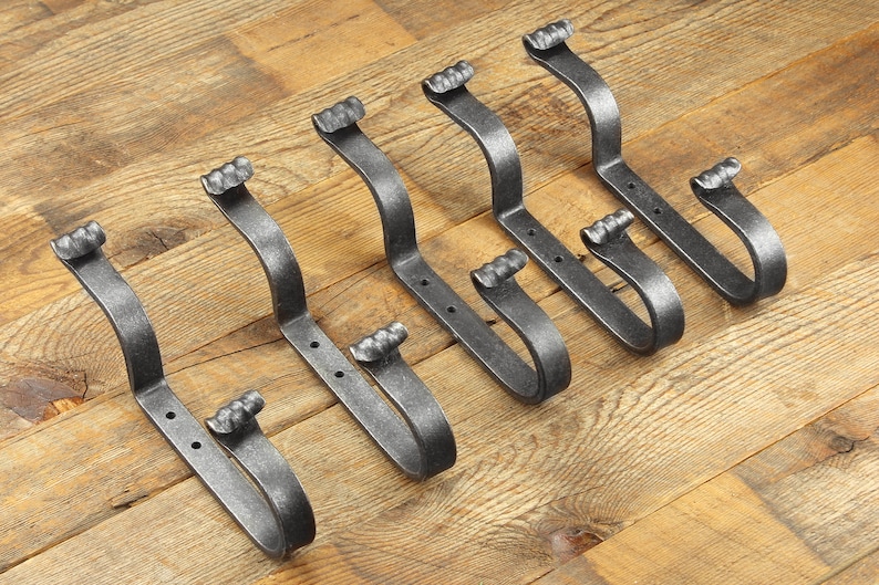 Hand Forged Fishtail Double Wall Hook | Rustic Modern Iron - Etsy