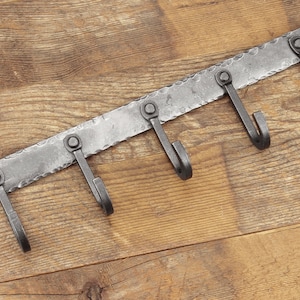 Rustic Key Rack, Square Hooks, Wall Mounted Jewelry Organizer, Hand ...