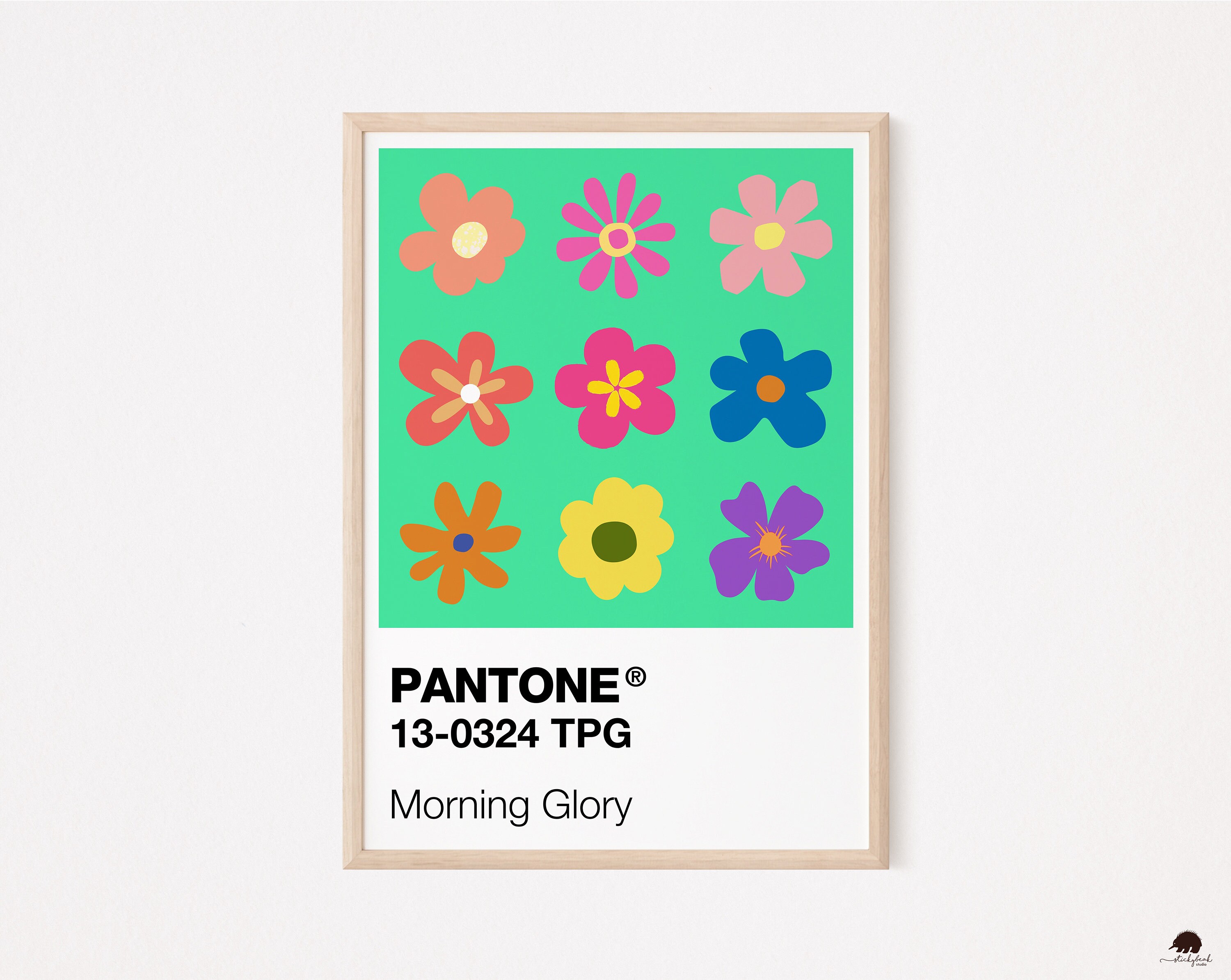 Pantone morning Glory Green Floral Print Color - Etsy