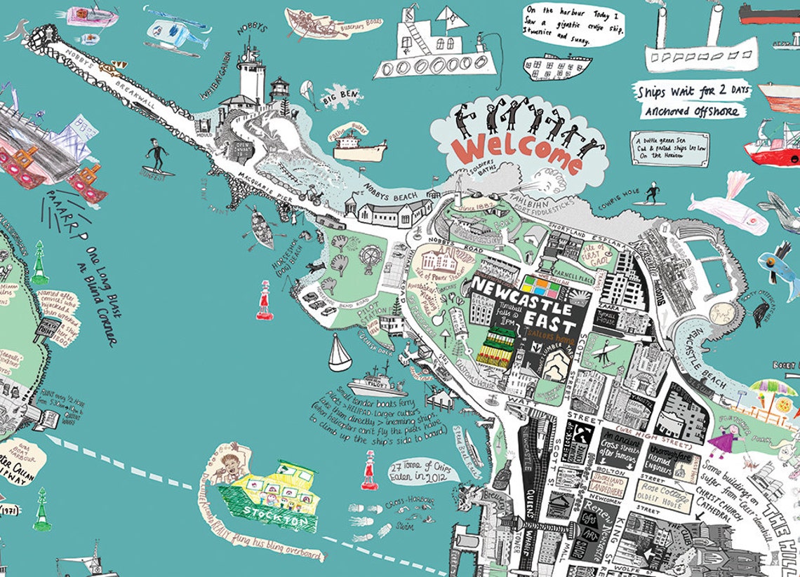 Newcastle Port Map - Etsy