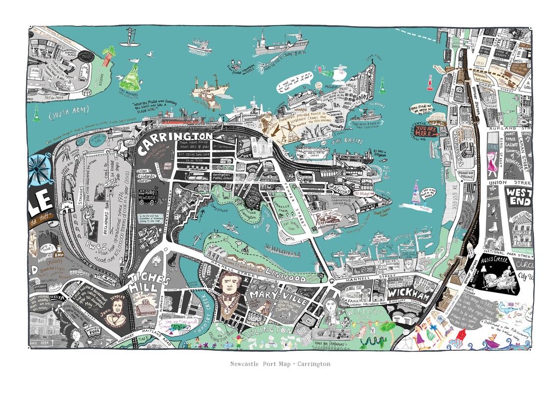 Carrington Suburb Newcastle Port Map - Etsy