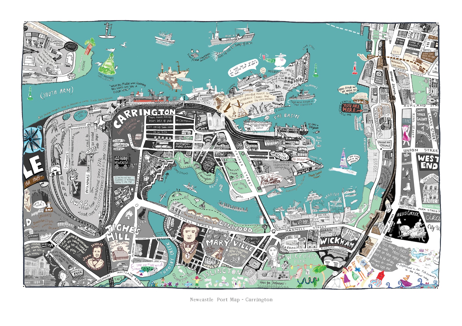 Carrington Suburb Newcastle Port Map - Etsy