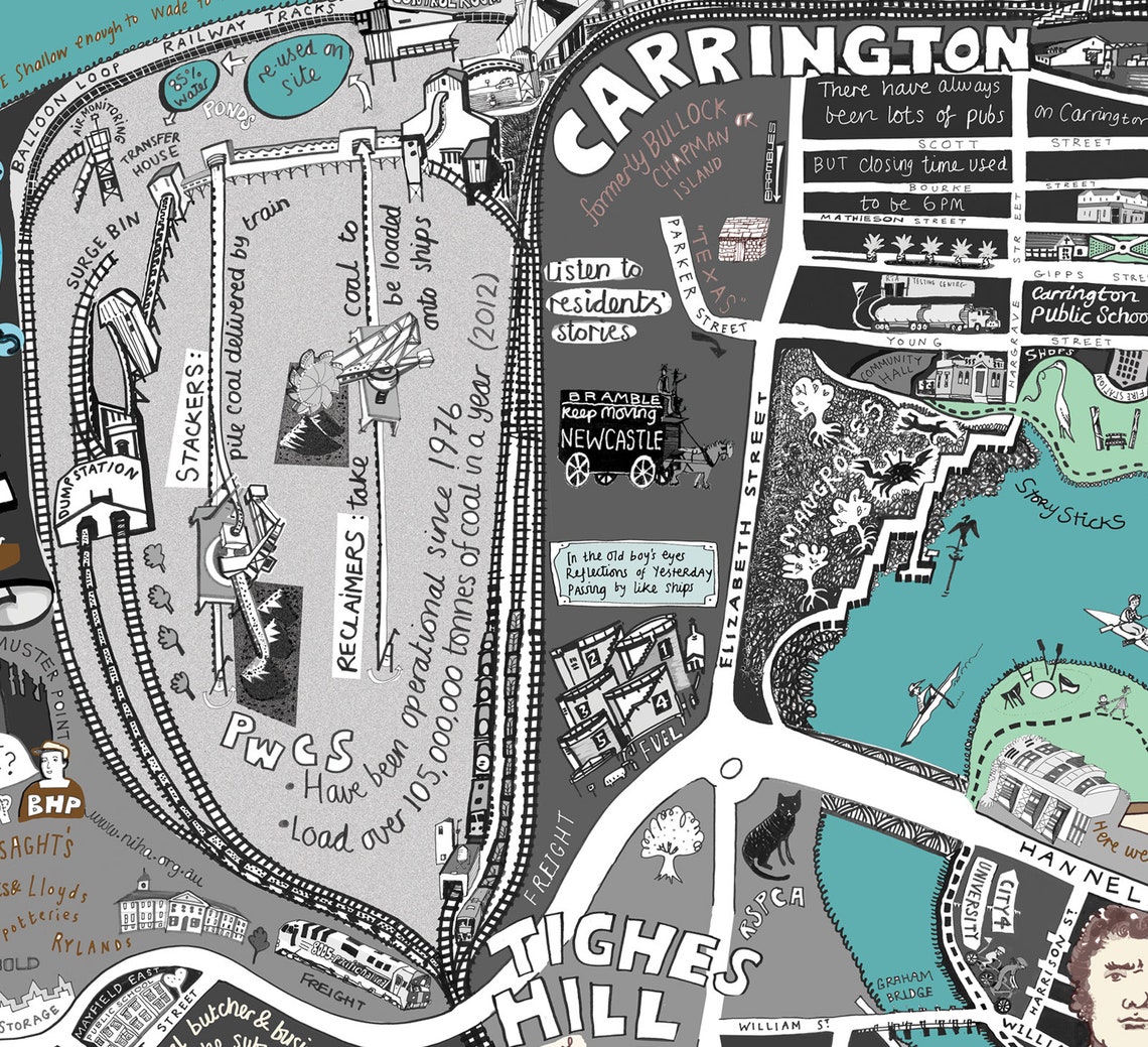Carrington Suburb Newcastle Port Map - Etsy